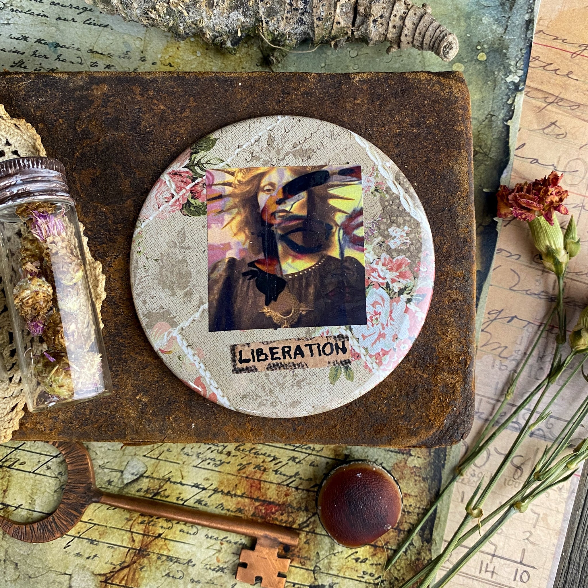 LIBERATION - Hand Pressed Pocket Mirror